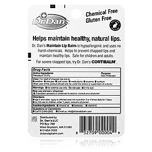 Dr. Dan's Maintain Lip Balm - Perfect for Cortibalm Aftercare, Mild Ingredients & Beeswax, Vitamin E Enriched for Moisturizing Dry Lips, Ensures Smooth, Soft Feel, 1 Pack