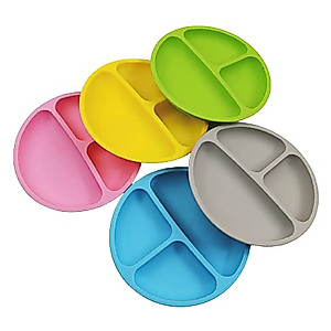 Suction Plates for Babies | 100% Silicone with Lid | Divided Design | Microwave & Dishwasher Safe
