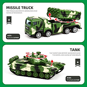 Army Toy Trucks for Boy Ages 3-5, Military Playset Includes Tank, Flatbed Trailer Transport Vehicle, Watch Tower, Missile Launcher Truck & Accessories(40PCS), Ideal Gift for 3 Year Old and Up Children