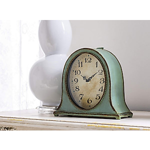 Creative Co-Op Metal Mantel Clock with Aqua Finish
