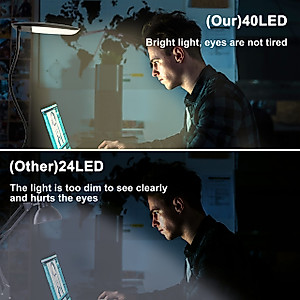 LiFMIRA Clip on Lamp USB Reading Light 3 Color Modes 3000-6000K and 10 Brightness 8W 40 LED Flexible Gooseneck Desk Light Clip on Lamp for Desk Eye Caring Bed Lamp for Headboard (No Plug)