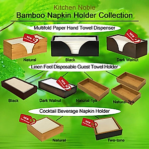 Kitchen Noble Bamboo Guest Towel Holder (2 Pack, 9, 75”x 5, 25”x 2”) – Wooden Rectangle Napkin Tray Multipurpose Organizer Drop Box Ideal for Room, Dining Table, Kitchen Counter Drawers, Natural