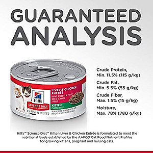Hill's Science Diet Kitten Liver & Chicken Entrée Wet Cat Food, 2.9 oz. Cans, 24-Pack