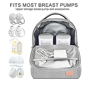 QIUXQIU Breastmilk Cooler Bag with Ice Pack Insulated Lunch Bag for Women and Men Baby Bottle Bag Fits 6 Bottles for Nursing Mom Daycare Double Deck Cooling Bag Work Travel Picnic (Gray)