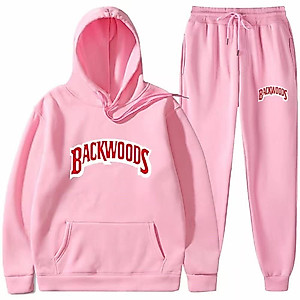 FEIRUIJI Backwoods Hoodie and Sweatpants Printing Letter Backwoods Outfit Pullover Hooded Sweater for Men Women