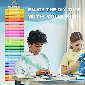 HOME SHARON Vinyl Roll Holder - 48 Rolls Storage Organizer, Nylon Organizer for Vinyl Sheet, Cardstock, Scrapbook Paper - Hanging Hook and Strap Included