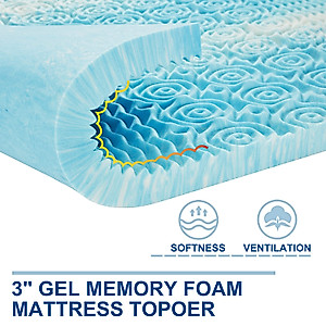 SINWEEK 3 Inch Memory Foam Mattress Topper Twin XL, Twin Extra Long Mattress Pads for College Dorm Single Bed, Pressure Relieve CertiPUR-US Certified, 39x80 Inches, Blue