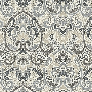 Arden Selections Outdoor Dining Chair Cushion 20 x 20, Neutral Aurora Damask