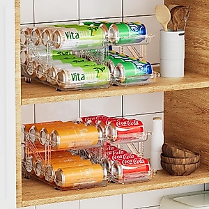 Skycarper Automatic Glide Adjustable Drink Organizer, Clear Soda Can Dispenser Organizer for Pantry Refrigerator, Set of 2