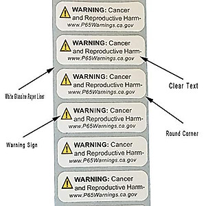 FirstZi Adhesive Paper California Prop 65 Warning Labels Sign Short Form - 0.5x1.5 Inches - 500 Stickers per Roll