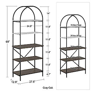 CosmoLiving by Cosmopolitan Vivinne 5 Shelf Oak Bookcase, Gray (Wood Grain)