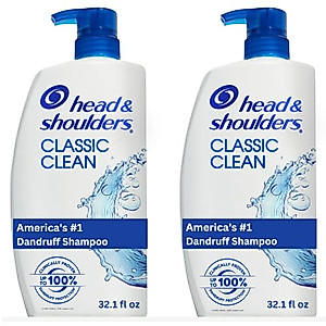 Head and Shoulders Shampoo, Anti Dandruff Treatment and Scalp Care, Classic Clean Scent, for All Hair Types including Color Treated, Curly or Textured Hair, 32.1 fl oz, Twin Pack