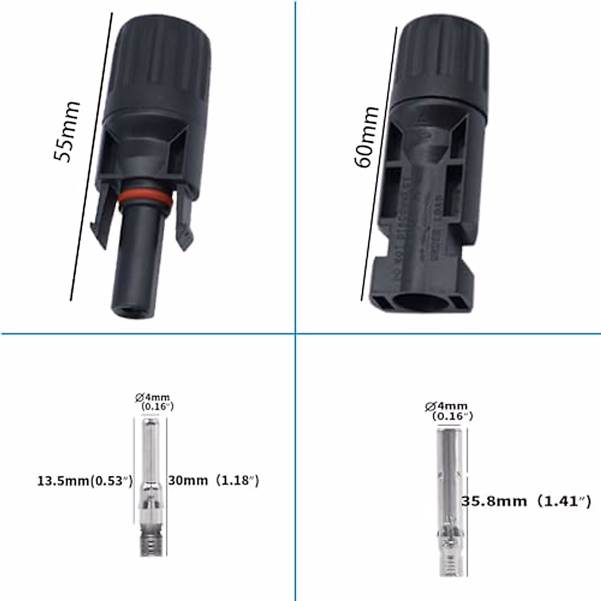 mznowsea 12 PCS Solar Connectors IP67 Waterproof 1000V 30A Male & Female Solar Panel Cable Connectors (12AWG-10AWG)