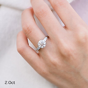 2.25Ct Baguette Moissanite Trilogy Engagement Ring For Women 14k White Gold Diamond Wedding Promise Ring, Size 4