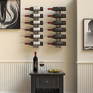 J JACKCUBE DESIGN Wall Mount Wine Rack Organizer for 12 Bottles, Heavy Duty Steel Wine Champagne Liquor Storage Display Holder Rack for Kitchen, Wine Cellar and Home Decor- MK823B