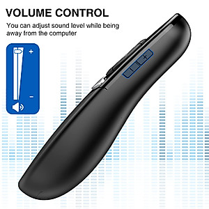 DINOSTRIKE 2 in 1 Type C and USB Presentation Clicker for Powerpoint Presentations,RF 2.4GHz Wireless Presenter Remote Slide Advancer with Volume Control for Mac Laptop Computer Office Classroom