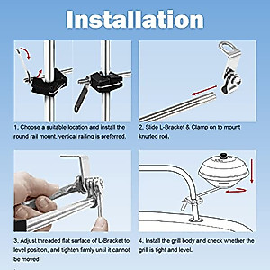 Round Rail Grill Mounting Hardware Kit for Standard 7/8" or 1" Rails, for All Magma Marine Kettles Grill A10-080