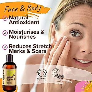 naissance Natural Vitamin E Oil 8 fl oz - Pure, Natural, Vegan, Cruelty Free, Hexane Free, Non GMO - Ideal for Aromatherapy, Skincare, Haircare, Nailcare and DIY Beauty Recipes