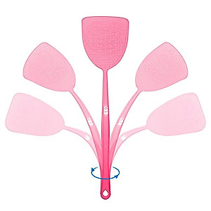Fly Swatter, 5 Pack Manual Pest Control Colorful Plastic with 17.5'' Durable Long Handle House Wife Helper (5X)