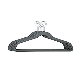 Simplify Extra Wide 21” Velvet Coat Hangers | 6 Pack | Slim Design | Heavy Duty | Holds 10 Pounds | Closet Organization | Shirt & Clothes | Grey