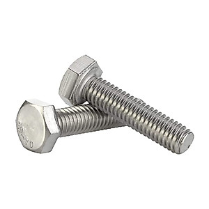 M8 x 25mm Hex Head Screw Bolts, Fully Threaded, Stainless Steel 18-8, Plain Finish, Quantity 25