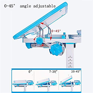 YokIma Household Laptop Table Children's Desk Chair Set Height Adjustable Kids Student School Study Table Work Station with Storage Pink Blue Drop-Leaf Table (Blue 70cm)