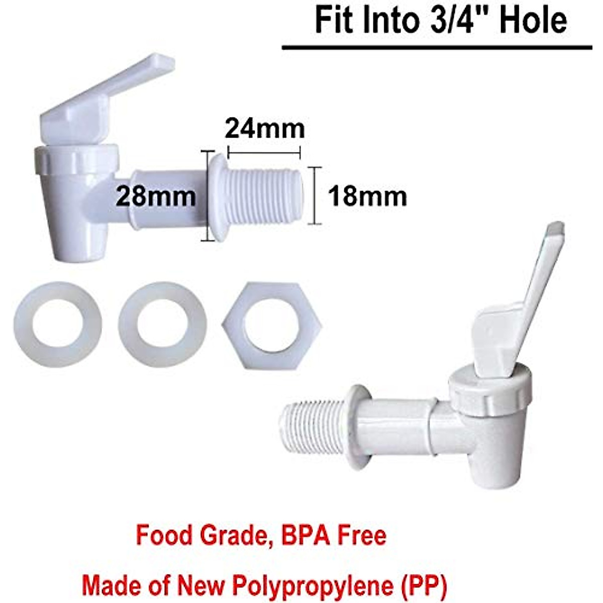 6 Pieces Replacement Cooler Faucet White Water Dispenser Tap Set，BPA Free Plastic Spigot By VitaLifePower
