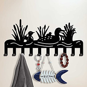 SUPERDANT Duck Reed Key Hook Animal Wall Hooks Decorative Hooks Wall Mounted Hook Hangers Iron Hook Coat Rack Wall Mounted with 10 Hooks for Hanging Key Wall Hooks Hats Black