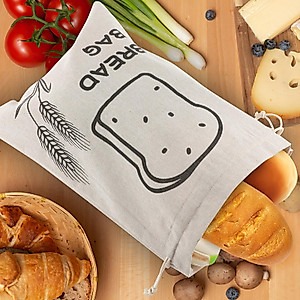 Bread Bags, 2 Pack Linen Bread Bags, Bread Bags for Homemade Bread Storage with Drawstring — Plastic Lined, Reusable Gift Bag for Housewarming, Wedding (17 × 13”)