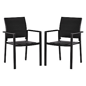 knocetx Patio Dining Chairs Set of 2, Aluminum Outdoor Patio Furniture Set, Padded Textilene Fabric Outdoor Dining Chairs Stackable Chairs for Balcony, Porch, Garden, Poolside(2PCS)