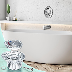 Enhon 2 Pack Shower Knob Handle Kit Compatible with Moen 96797 Chateau Collection, Replacement Faucet Handle Kit for Bathroom Tub and Shower, Include Screws, Chrome Knob Insert