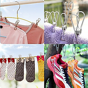 Megeor Stainless Steel Clothes Pins, 60 Packs Wire Laundry Clip for Clothes, Socks, Scarves, Home & Office