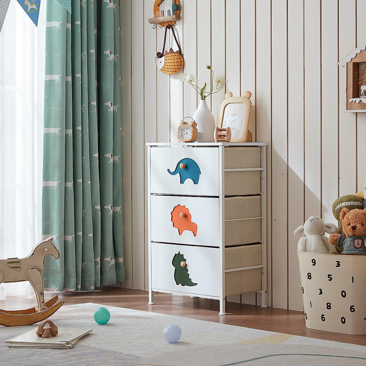 FRAPOW 3 Drawers Kids Dresser Bundle with 4 Drawers Children Dressers, Boys Storage Organizer Dresser for Baby Child Bedroom