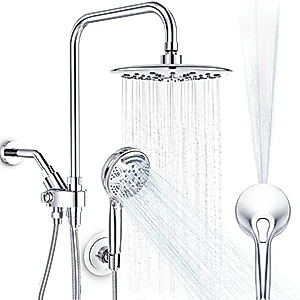 SR SUN RISE 9 Inch High Pressure Rain Shower Head Combo with Filtered Shower Wand, 8 Water Spray Modes Shower Head with 71 Inch Extra Long Hose