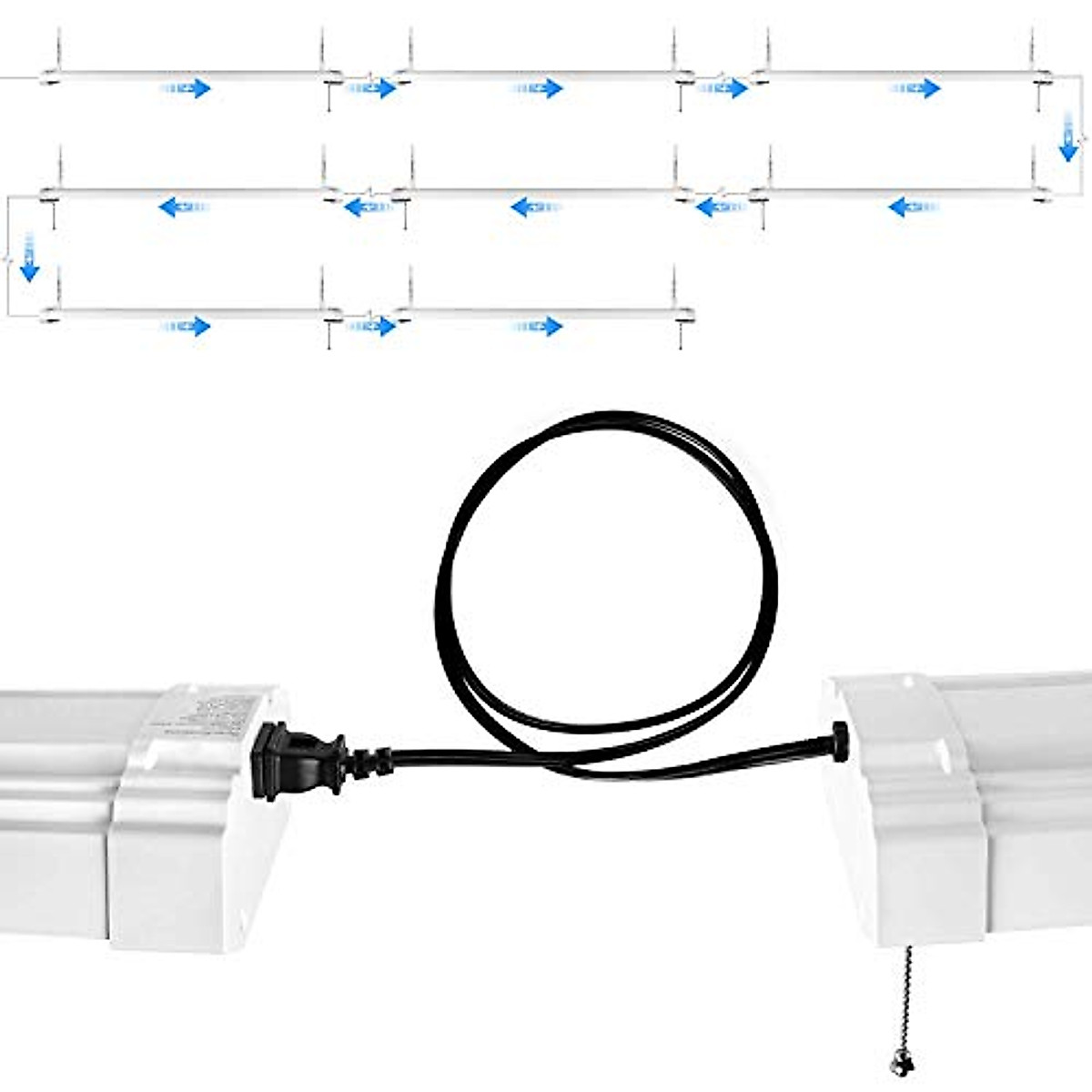LED Utility Shop Light 4ft 5500 Lumens Super Bright 50W 5000K Daylight ETL Certified LED Garage Lights Durable LED Fixture with Pull Chain Mounting and Daisy Chain Hardware Included