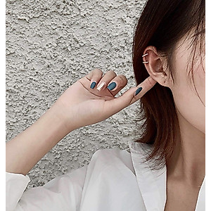 SLUYNZ Sterling Silver CZ Ear Cuff Clip On Earrings for Women Teens No Piercing Cartilage Earrings (A-Silver)