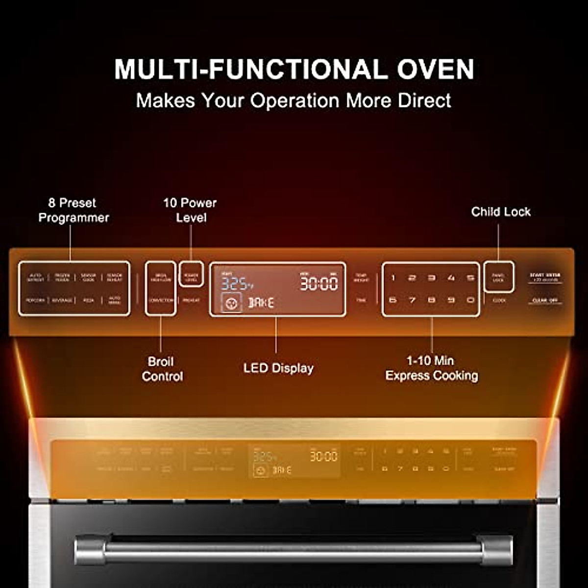 Built In Microwave, GASLAND Chef BMD1602S 24 Inch Built-in Convenction Microwave Oven with 1.6 Cu. Ft Capacity, 1000 Watt, Sensor Cook, Drop Down Door in Stainless Steel