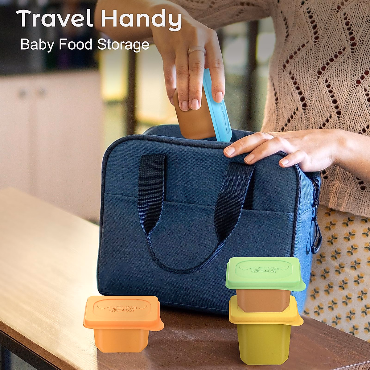 Giichen Baby Food Lids Compatible with Gerber Food Containers, BPA Free Silicone Baby Food Containers Lids for Baby Food Storage, Reusable and Dishwasher Safe - 4 Pack (Container not Included)