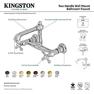 Kingston Brass KS7241AX English Country Bathroom Faucet, Polished Chrome, 10.31 x 5.06 x 2.31