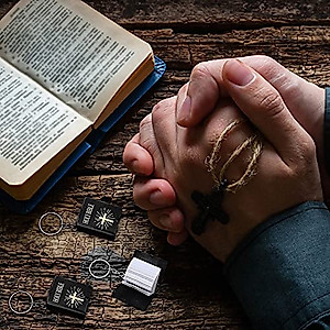 Hicarer 18 Pieces Mini Bible Keychain Miniature Holy Bible Pendant Book Keyring (Black)