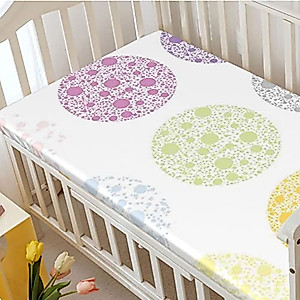 Polka Dots Themed Fitted Crib Sheet,Standard Crib Mattress Fitted Sheet Soft & Stretchy Fitted Crib Sheet-Great for Boy or Girl Room or Nursery,28“ x52“,Multicolor