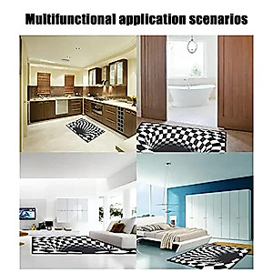 Optical Illusion Rug 3D Area Rug Floor Mat Carpet Bottomless Hole Optical Illusion Area Rug,Anti-Skid Non-Woven Black White Doormat for Room Rubber Floor mats (23.6X35.4 inch)