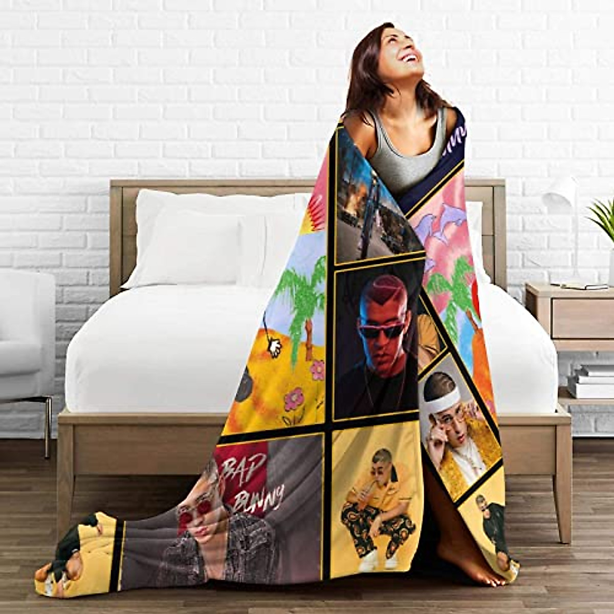 Unisex Throw Blanket Flannel Blankets for Bedding Couch Sofa Living Room Throws All Season 50''x40'', Black