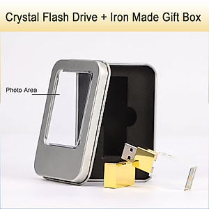 Laak 32GB New Crystal Transparent Rectangle Genuine USB Flash Drive 3.0 Wedding Gift Pendrive (Gold)