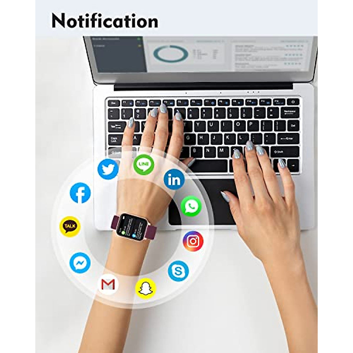 Cloudpoem Smart Watches for Women Men IP68 Waterproof, Smartwatch Compatible with iPhone Android Phones, Reloj para Mujer Hombre Fitness Tracker with Heart Rate Monitor Call/Message Notice Purple