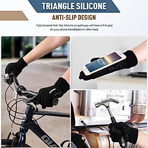 Winter 1-3 PCS Beanie Hat Gloves Scarf For Men And Women, Knit Thick Fleece Lined Warm Touchscreen Gloves Beanie Infitiny Scarf Set (Gloves&Beanie&Scarf Black Dark Gray)