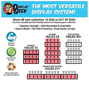 15 Single Row in Box Display Cases for 4 in. Funko Pop Collectible Toy Figures, Black Cardboard