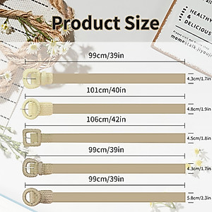 SeptCity Woven Belts for Women, Wide Women Belts for Dresses and Jeans, Boho Stretchy Ladies Belts Gift for Christmas (Khaki with Square Ring)