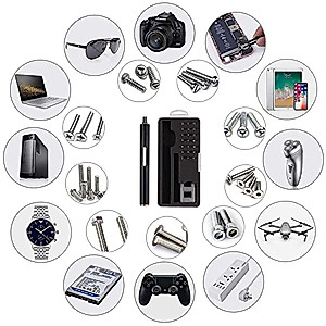 COLFULINE Precision Cordless Screwdriver Set Rechargeable Mini Electric Screwdriver with Magnetic Mat & 21 Bits Repair Tool Kits T5/T6/T8/T9, P5/P6 for iPhone/Watch/Camera