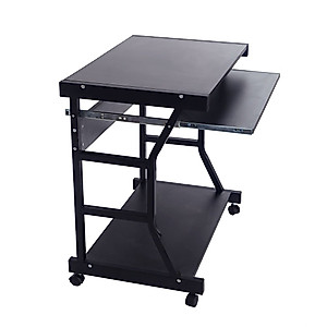 XMLYEC Moveable Four-Wheel Computer Desk Black,Small Space Computer Desk, Home Office Desk, Heavy Duty Multipurpose Table, Study Desk Workstation